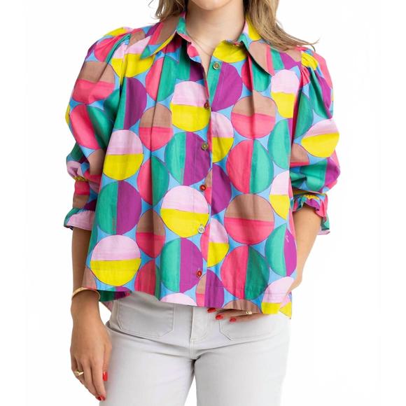 Karlie | Tops | New Karlie Modern Pop Button Up Top In Multi | Poshmark